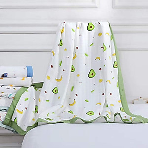 Muslin Swaddle Blanket Baby Stroller Blanket Receiving Blanket for Newborn Boy or Girl Unisex-Baby, Toddler (Avocado)