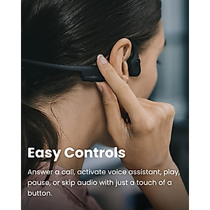 Aftershokz OpenComm (Rebranded as Shokz OpenComm) Wireless Stereo Bone Conduction Bluetooth Headset with Noise-Canceling Boom Microphone for Office Home Business Trucker Drivers Commercial Use, Black