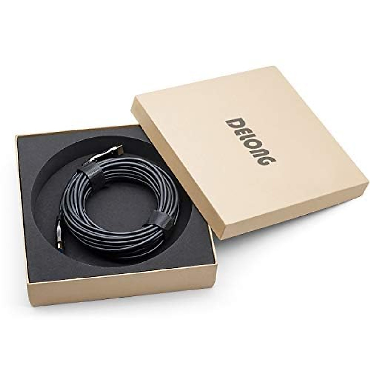 8K Fiber HDMI Cable 50ft, DELONG HDMI 2.1 Fiber Optic Cable Support 8K@60Hz, 4K@120Hz, 48Gbps, eARC Compatible with PS5, Xbox,RTX 3080 3090, Roku,8K TV DHDMI8K50FT Black