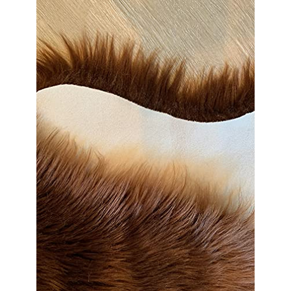 LAMBZY Faux Sheepskin Super Soft Hypoallergenic Silky Shag Bear Rug for Living Room, Kids Room, Sofa (2'x3', Brown)