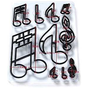 Musical Note Fondant Cutter, Dfinego 10PCS Cookie Cutters Set for Party/Anniversary/Wedding/Engagement Cake Decorating Fondant Mould Sugar Craft Cutting Tool