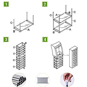 IBEQUEM Double Row 7-Tier Shoe Rack, Stackable Non Woven Cover Shoe Storage Cabinet, Metal Shoe Tower Cabinet Holds 28 Pair, Portable Shoe Shelf for Closet, Balcony, Bedroom Entryway (Coffee)