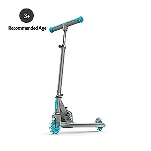 Jetson Scooters - Leo Kick Scooter (Blue) - Collapsible Portable Kids Push Scooter - Lightweight Folding Design with High Visibility RGB Light Up LEDs Wheels and Adjustable Height Handlebars