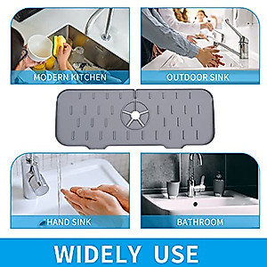 RBINITION Kitchen Sink Splash Guard, Silicone Faucet Drip Catcher,Faucet Absorbent Mat, Sink Draining Pad Behind Faucet, Sink Protector for Kitchen Sink Countertop, Bathroom