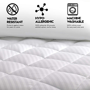 W Hotels Mattress Pad - Diamond Quilted Mattress Topper - Fits Mattresses Up to 18" - King (78" x 80" x 18")