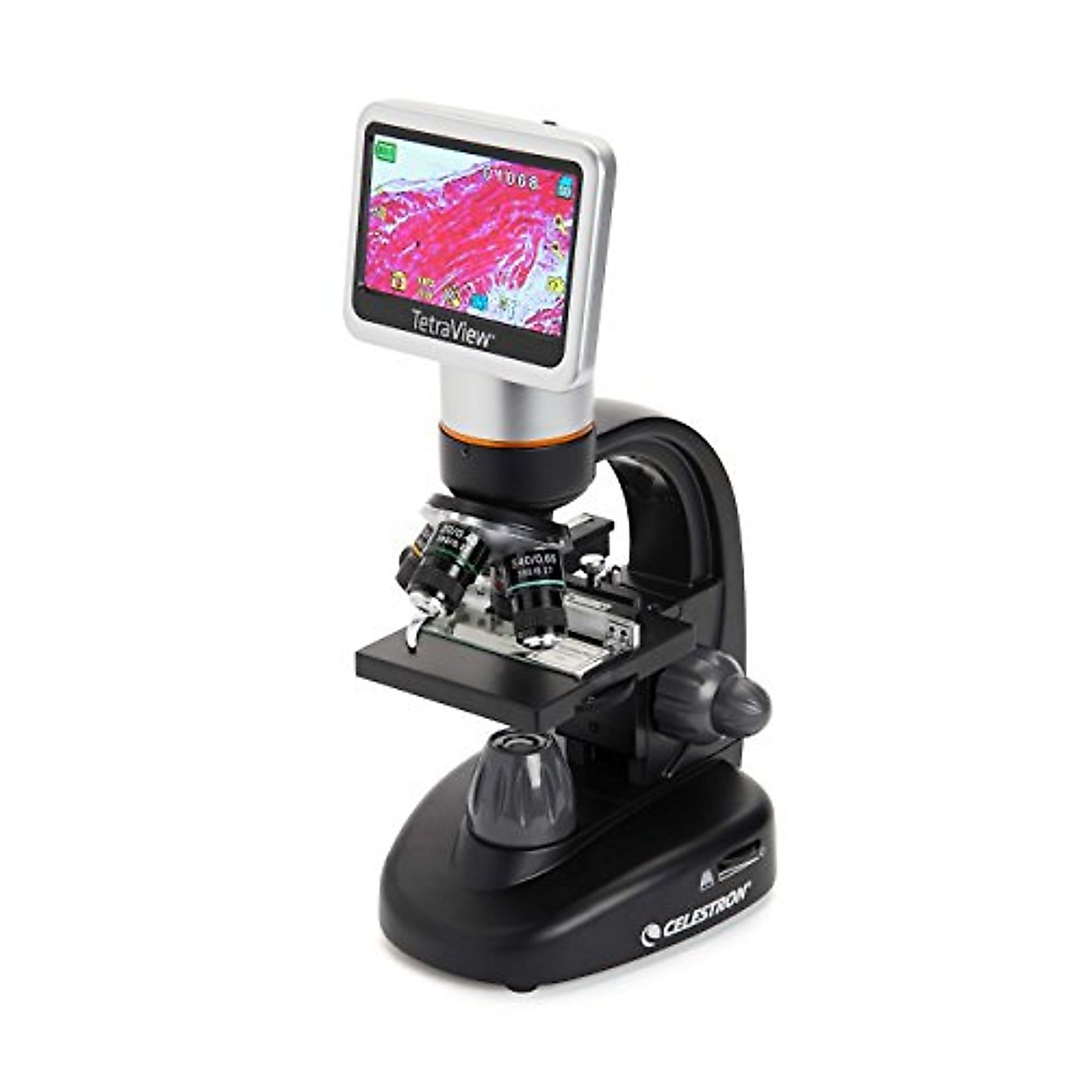 Celestron – TetraView LCD Digital Microscope – Biological Microscope with a Built-In 5MP Digital Camera – Adjustable Mechanical Stage –Carrying Case and 2GB Micro SD Card