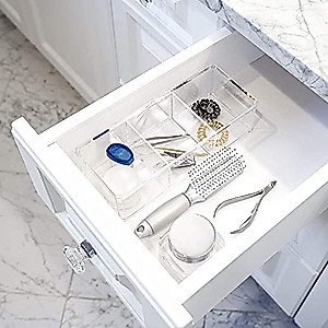 Isaac Jacobs Clear Acrylic 3 Section Organizer- Three Compartment Drawer Tray and Storage Solution for Office, Bathroom, Kitchen, Supplies, and More (Clear)