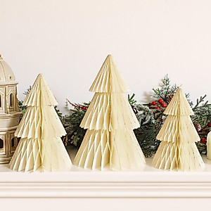 Beeveer 3 Pcs Paper Christmas Tree 8 Inch 10 Inch and 12 Inch 3D Honeycomb Trees Table Centerpiece for Modern Christmas Mantel Decorations Xmas Holiday Party Home Decor