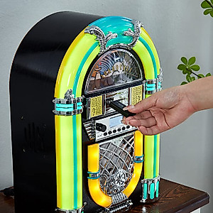 Arkrocket Athena Mini Jukebox/Tabletop CD Player/Bluetooth Speaker/Radio/USB and SD Card Player with Retro LED Lighting System