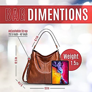 Ladies Designer Hand Bag Shoulder Tote Zipper Purse Colombian PU Leather Satchel Crossbody Bag, Hobo Bags for Women (Black)