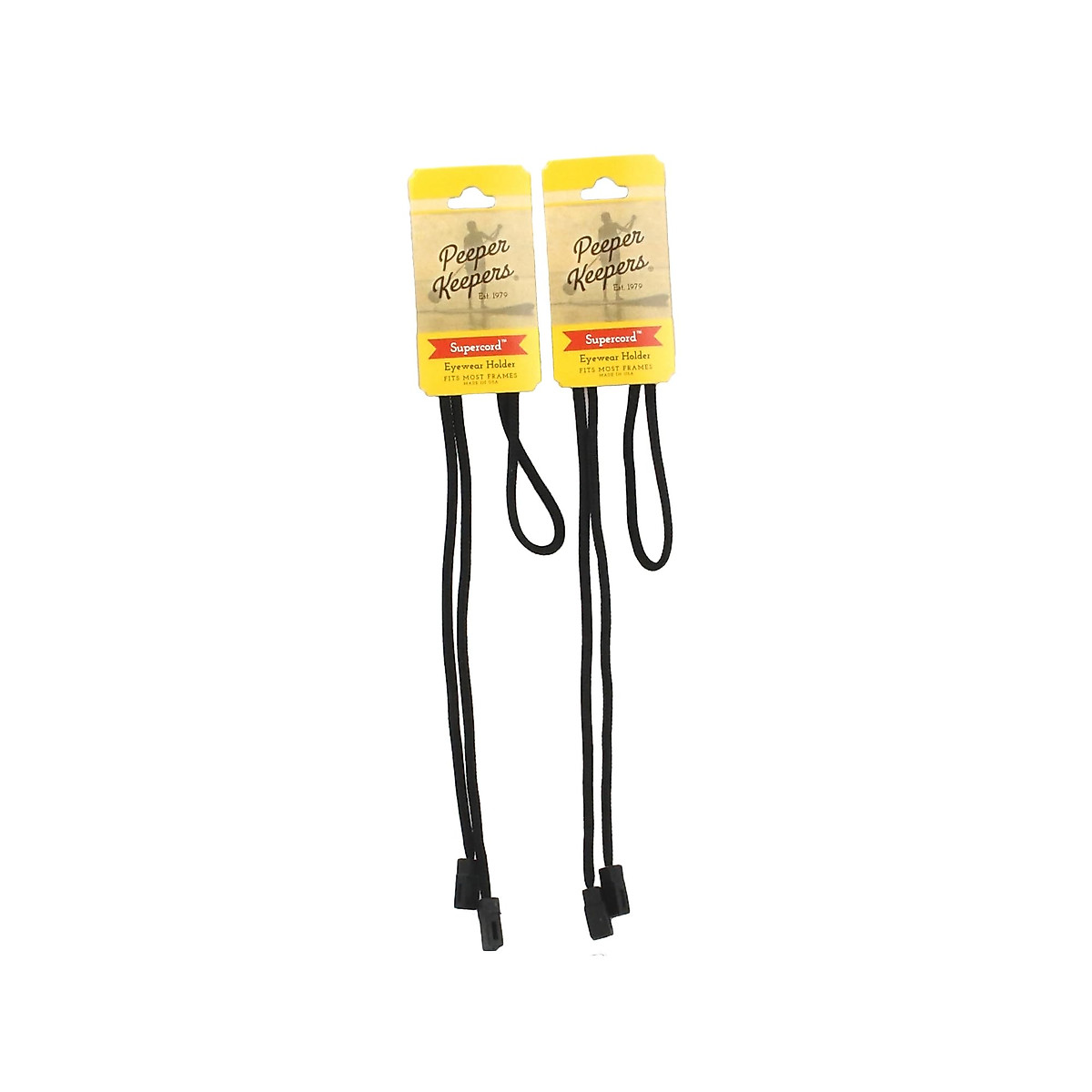 Peeper Keepers Eyeglass Supercord Retainer, Black, 2 Pack