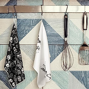 Bencailor 6 Pcs Blue Gold Marble Kitchen Towels Turquoise Navy Summer Dish Towels 24 x 16'' Gothic Hand Towels Moon Sun Star Witchy Tea Towel Astrology Tarot Cloth(Black, White, Moon Cat Star)