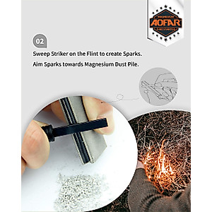 AOFAR Magnesium Fire Starter AF-374 (2-Pack) Waterproof Fire steel Pouch for Camping, Hiking, Hunting, Backpacking,Outdoor survival fire striker kit