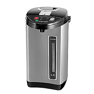 Chefman Electric Hot Water Pot Urn w/ Auto & Manual Dispense Buttons, Safety Lock, Instant Heating for Coffee & Tea, Auto-Shutoff/Boil Dry Protection, Insulated Stainless Steel, 5.3L/5.6 Qt/30+ Cups