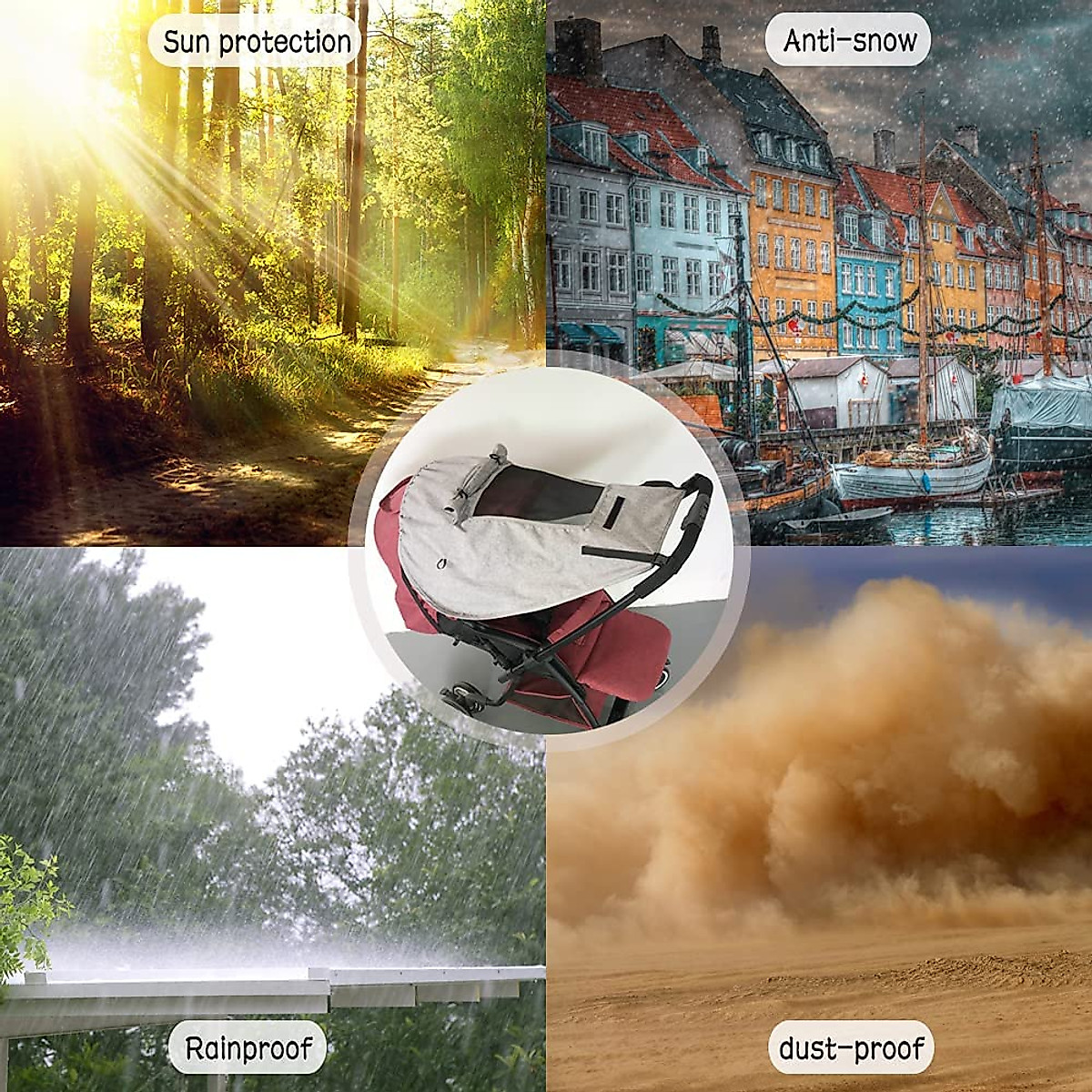 Baby Stroller Sun Protection Stroller Sun Shade Waterproof Sun Covers Universal Baby Pushchair Sunshade Pram Buggy Infant Stroller Sunshade Sun Sail UV 50+ Sun Rain Shade Canopy Cover Viewing Window