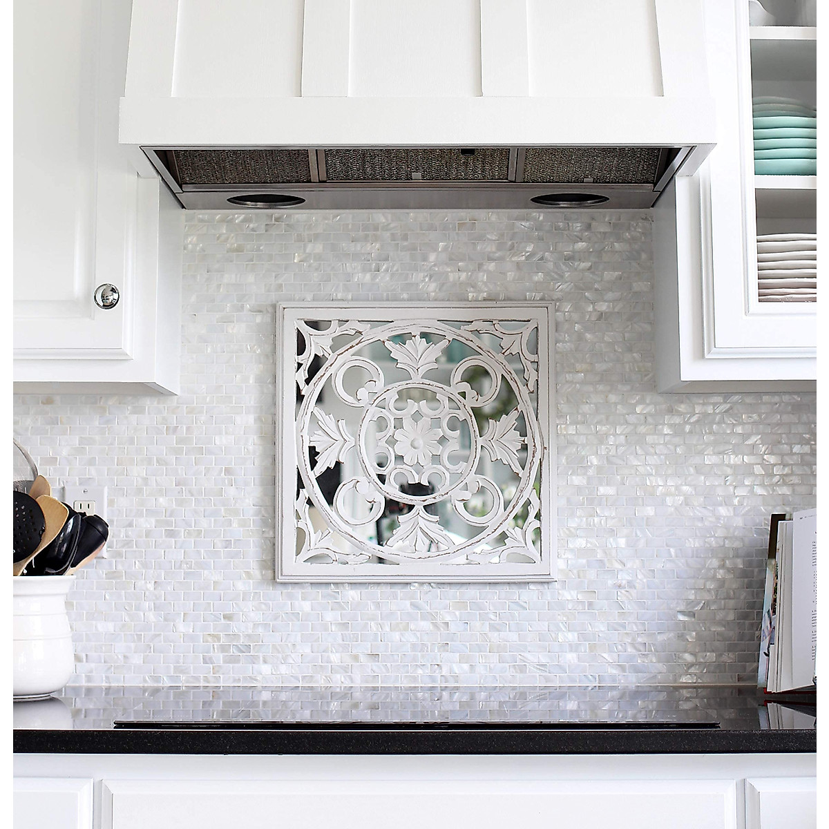 Art3d 10-Piece Mother of Pearl Shell Mosaic Backsplash Tile for Kitchen, Bathroom Walls, Spa Tile, Pool Tile, 12" x 12" White