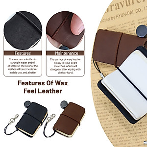 Yitexin Pack of 2 Miniature Travelers Notebook 4.8x3.2cm(1.9’’x1.3’’), Handmade Tiny Leather Travels Notebook, Vintage Mini Notebook Diary Journal, Pocket Diary