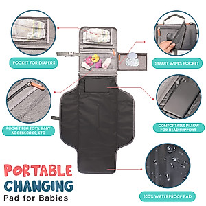 Portable Diaper Changing Pad for Diaper Bag, Waterproof Baby Changing Pad, Portable Changing Pad for Baby with Smart Wipes Pocket - Lightweight Travel Changing Pad On The Go - Baby Pad - Baby Gift