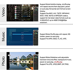 4K@60hz MP4 Media Player Support 8TB HDD/ 256G USB Drive/SD Card with HDMI/AV Out for HDTV/PPT MKV AVI MP4 H.265-Support Advertising Subtitles/Timing, Networkable, Mouse&Keyboard Control