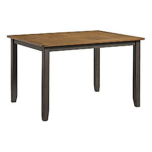 OSP Home Furnishings West Lake Dining Table Set, 5-Piece, Antique Finish Natural Top and Grey Base with Charcoal Fabric