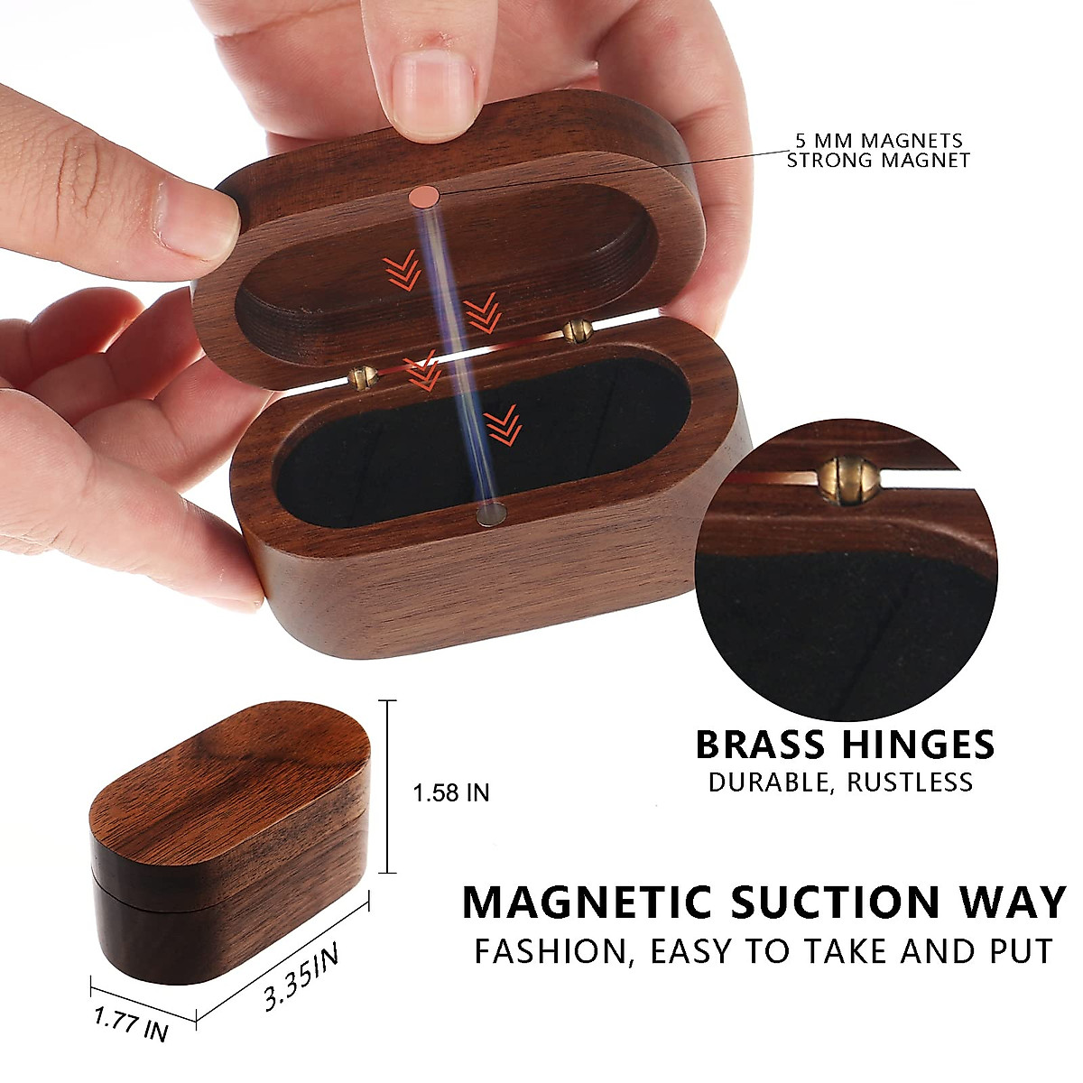 MYLYWOO Sapele Guitar Pick Holder Set with 1 Rosewood Pick and 6 Celluloid Picks in 3 Thicknesses, Mini Wooden Jewelry Organizers, Wood Color knick-knacks, 3.35×1.77×1.58 inches Storages