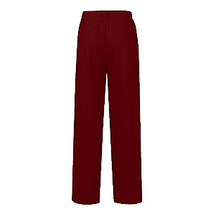 IAMAGOODLADY Wide Leg Trousers Women Linen Pants Women Summer Waisted Elastic Waistband Palazzo Pants Wide Leg Pants for Women High Waist Women Linen Capri
