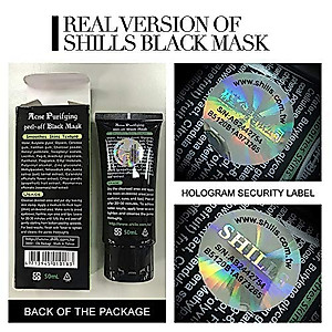 SHILLS Charcoal Mask for Men, Purifying Peel Off Mask, Face Mask Peel Off, Face Mask Deep Clean Pore, Blackhead Remover, 1 Bottle (1.69 fl. oz) and a Brush Set
