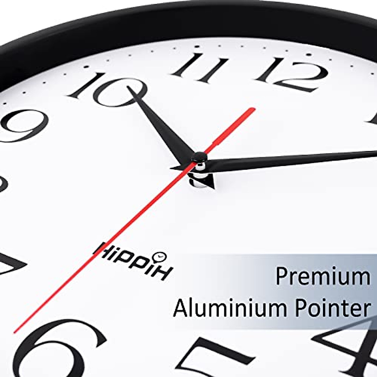 HIPPIH 2 Pack Silent Wall Clock, 10 Inch Non Ticking Quiet Digital Sweep Decorative Battery Operated Wall Clocks for Living Room Bedroom Kitchen School Office Decor, Black