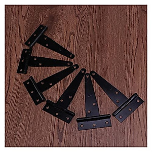 Garden Gate Hinges,Tee Shed Hinge, 12 Piece Hinges, T Iron Lightweight 4 Inch Hinges Old Style Wooden Boxes Wooden Fence Shed Barn Door Iron Tee Hinges