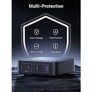 UGREEN 100W USB C Charger, Nexode 4 Ports USB C Charging Station, GaN Fast Desktop Charger Compatible with MacBook Pro, Dell XPS 15, iPhone 14 Pro Max/13, Galaxy S23 Ultra, iPad, Steam Deck and More