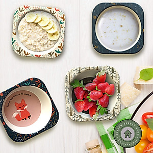 BeeBon Beauty Home Bamboo Bowls for Kids, Super Cute - Easy to Clean - Eco Friendly Kids Bowls, Non Toxic - BPA Free - Dishwasher Safe Bamboo Bowl, Perfect Size Toddler Bowls, 14 Oz, 4 Pack