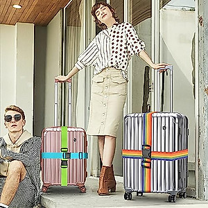 BILIONE Luggage Straps Belts TSA Approved Keep Suitcase Secure While Traveling, 79" Long Add a Bag Premium Accessory for Travel Bag Closure, 4 Pack Yellow Black