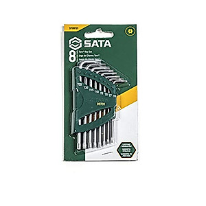 Sata 8-Piece Tamperproof Long Arm Torx Key Set with Precision-Formed Chamfered Tips, held in an Impact-Resistant Carrying Caddy - ST09701