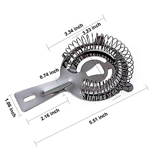 Hawthorne Strainer - 304 Stainless Steel Cocktail Strainer With Bar Cocktail Shaker Ice Block Filter Tool (Silver 2 Pack)