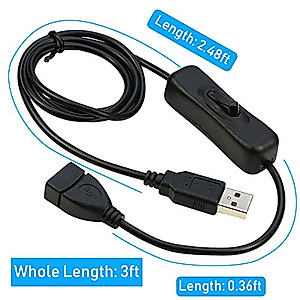RIITOP USB Extension Cable with ON/Off Switch USB Male to Female Cable Support (Data and Power) for USB Headset, LED Strips(2-Pack)