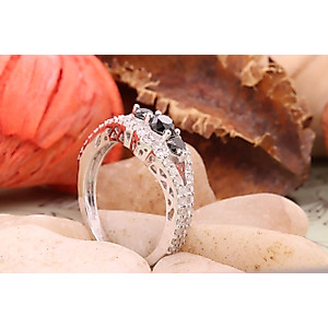 Dazzlingrock Collection 1.25 Carat (ctw) Round Black & White Diamond Women 3 stone Engagement Bridal Ring 1 1/4 CT, Sterling Silver, Size 8