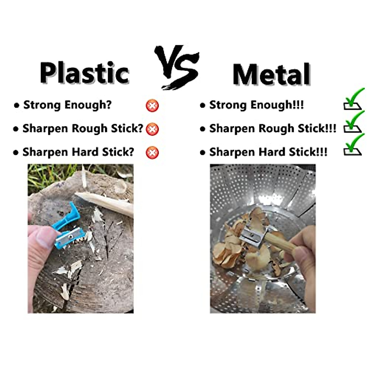 LekWinGi Camping Fire Starter Metal Pencil Sharpener Sharpen Sticks Twigs Shavings Kindling Start Tinder Campfires Firestarter Easy Burn Fire Starters for Wood Stoves Fireplaces Bonfires BBQ Fire Pit