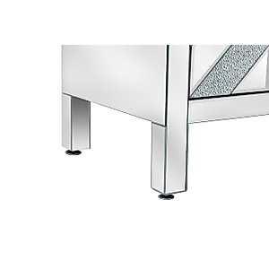 LUMISOL Silver Mirrored Cabinet, Modern Sideboard Cabinet for Entryway Living Room, Floor Cabinet with Crystal Design Handle, Accent Cabinet, Silver White