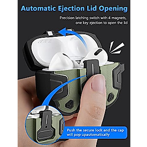 Nillkin Airpods Pro 2nd Generation Case with Secure Lock Magnets, Airpods Pro 2 Case for Men Women with Metal Keychain, Full Body Shockproof Protective Case for Airpods Pro 2 Case Cover 2022 Green