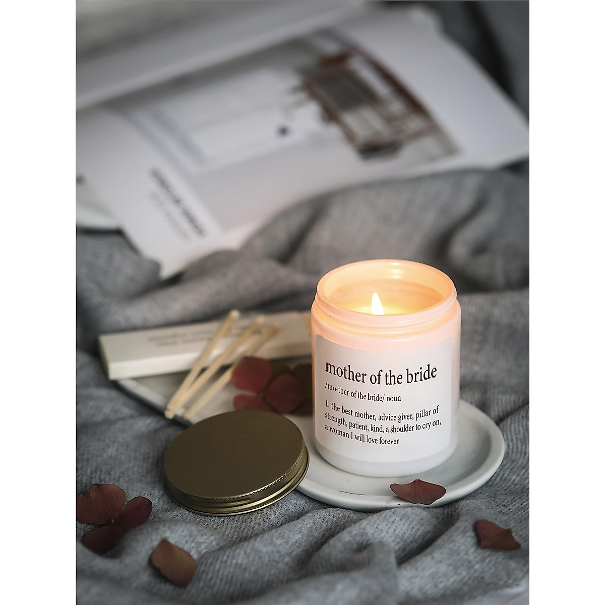 Mother of The Bride Candle, Wedding Gift for Mother of The Bride, Wedding Gifts for Mother-in-Law, Vanilla & Lavender Scented Candles with Crystal