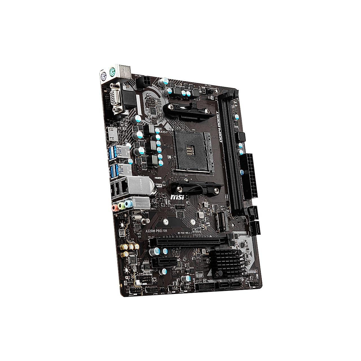 MSI A320M PRO-VH ProSeries Motherboard (AMD AM4, DDR4, PCIe 3.0, SATA 6Gb/s, USB 3.2 Gen 2, M.2 Slot, DVI/HDMI, Micro-ATX)