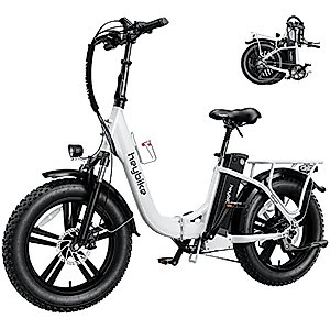 Heybike Ranger Electric Bike for Adults Foldable 20" x 4.0 Fat Tire Step-Thru Electric Bicycle with 500W Motor, 48V 15AH Removable Battery and Dual Shock Absorber