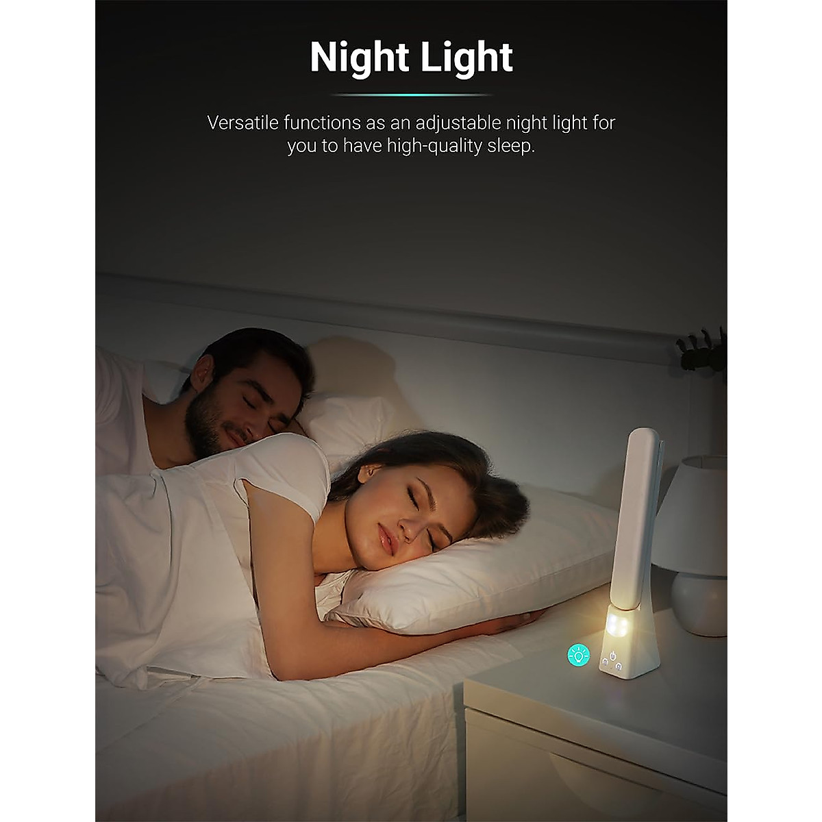 XINGYUNTREE LED Desk Lamp with Night Light Foldable Portable High Brightness Eye Care Lamp. Touch Control, Rechargeable, for Home Reading Light, Office and Dormitory (White 2.0)
