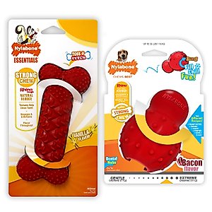Nylabone Strong Chew Cone Stuffable Chew Toy Bundle for Dogs Vanilla & Bacon Medium/Wolf (2 Count)