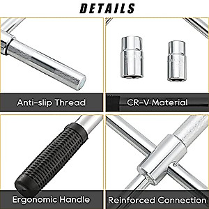 FLKQC 23" Universal Extended Lug Wrench, 4 Way Tire Iron Nut Wrench Set with Storage Bag, 17mm/19mm, 21mm/23mm