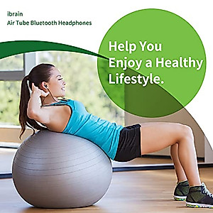 ibrain Bluetooth Air Tube Headphones EMF Free Airtube Headset Wireless for Running Air Tube Earbuds for Gym Sports Exercise Blue Tooth Earphones Workout with Mic & Volume Control