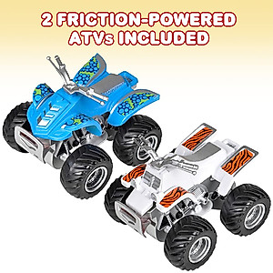 ArtCreativity Land & Sea Friction ATV Set, Set of 2, Push n Go Toy Cars with Fun Designs, Cool Birthday Party Favors for Kids, Pretend Play Gifts for Boys and Girls