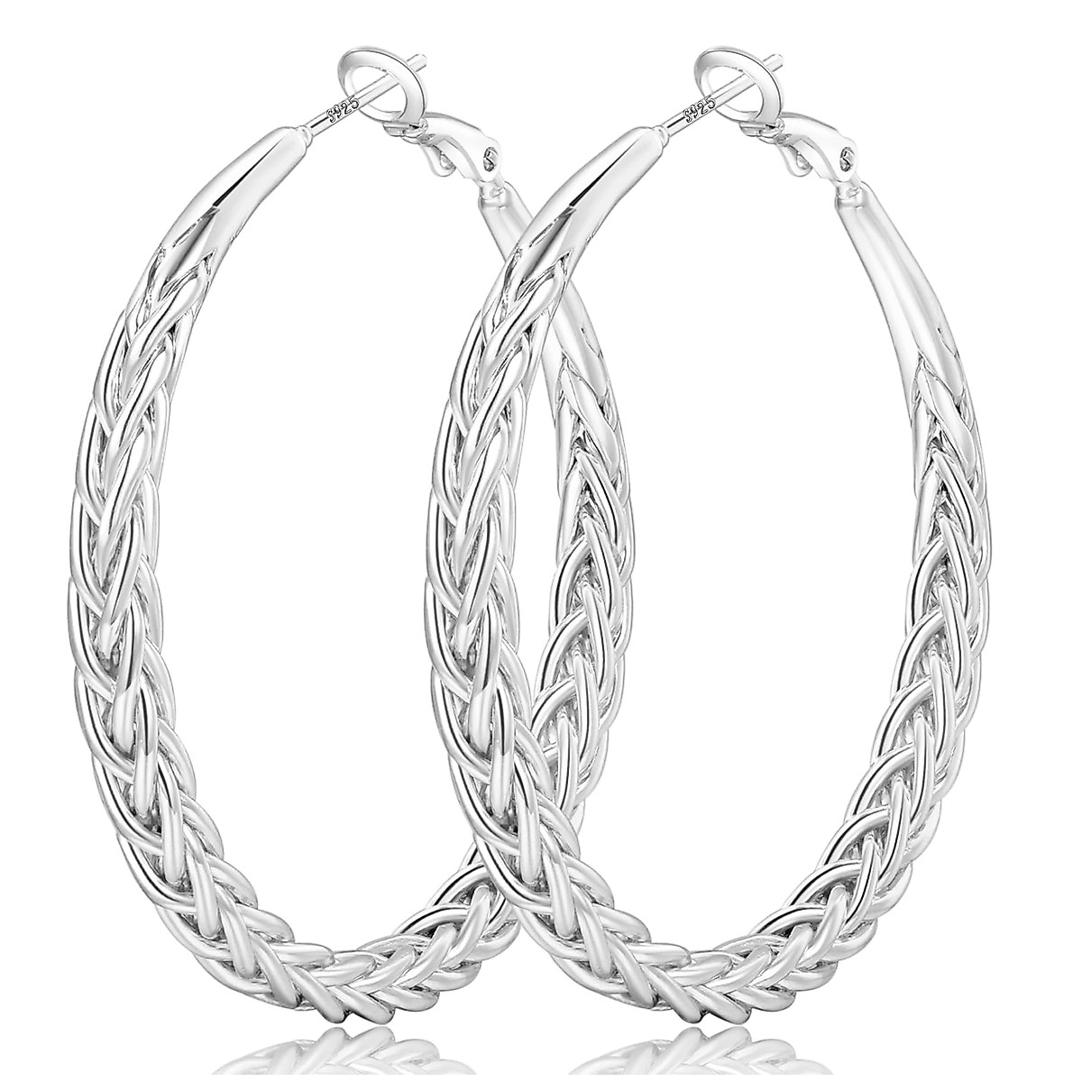 Senteria Silver Hoop Earrings for Women 925 Sterling Silver Hoop Earrings Hypoallergenic Lightweight Large Silver Hoop Earrings Thick Twisted Silver Hoop Earrings