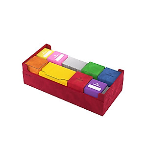 Dungeon 1100+ Convertible Deck and Game Accessories Box | Double-Sleeved Card Storage | Card Game Protector | Nexofyber Surface | Holds up to 1,000 Cards | Red Color | Made by Gamegenic (GGS20117ML)