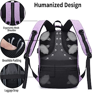 QINOL Travel Laptop Backpack Business Anti Theft Laptop Backpack with USB Charging Port, Large Computer Bag for Men Women(Purple,15.6inch)